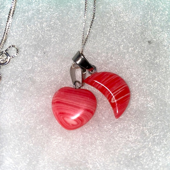 Hand Crafted | Jewelry | Cherry Quartz Heart And Moon Sterling Silver 6 ...
